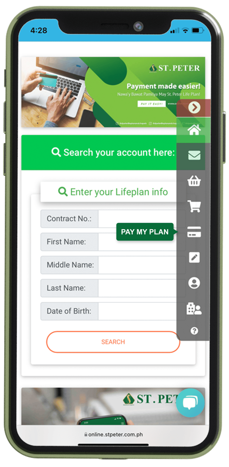 How can I pay a St. Peter Life Plan online?