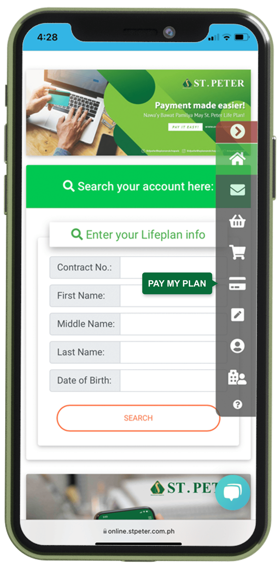 How can I pay a St. Peter Life Plan online?